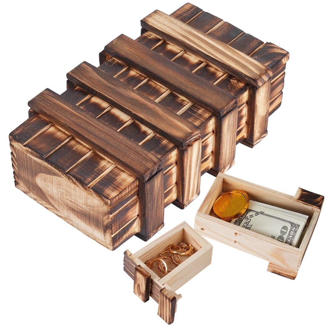 Wooden Secret Puzzle Box, 3D Brain Teaser Puzzle Drawer Toy for Adults, Wooden Secret ...