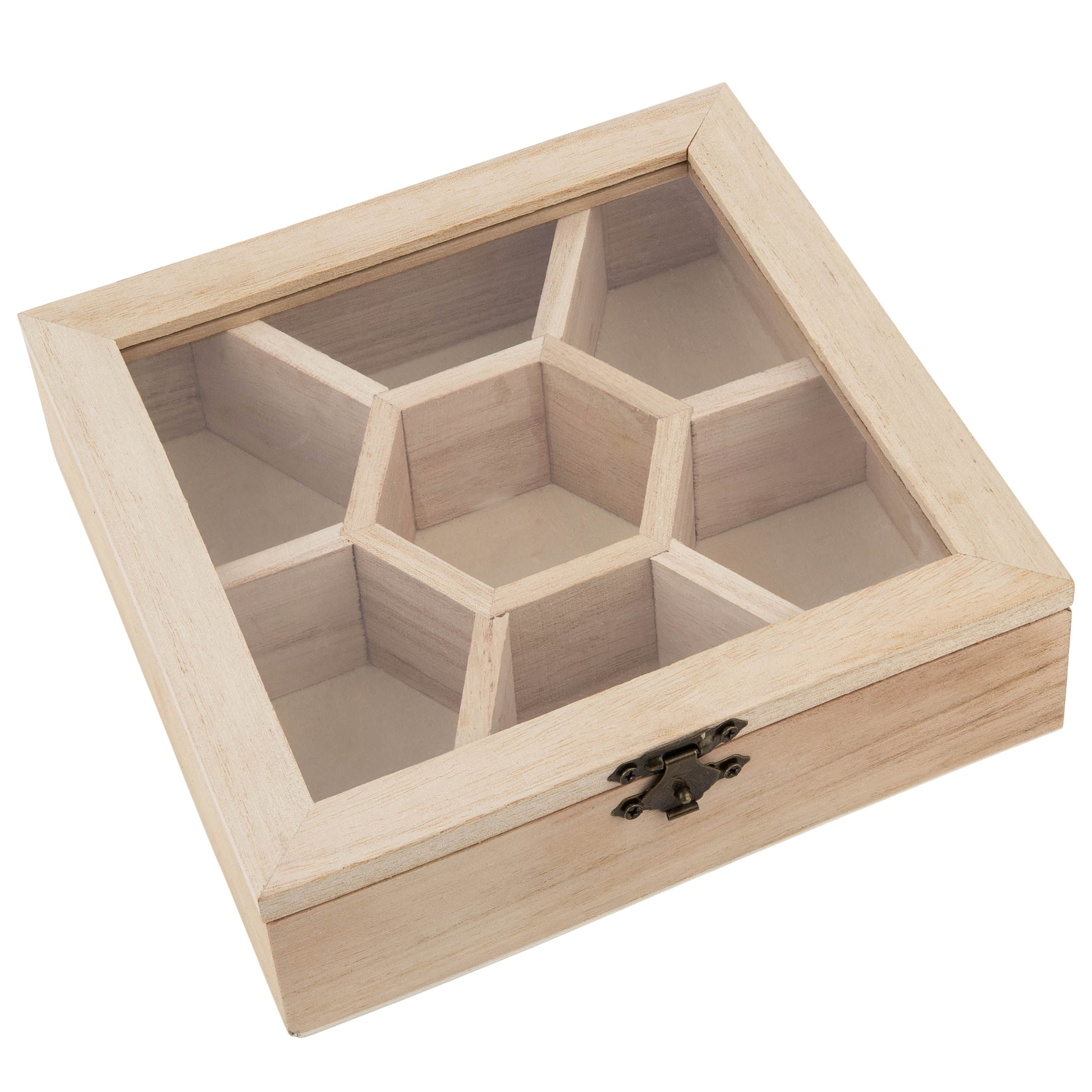 Wooden Sectional Boxes With Lid 4 Pack 7''X7''X2'' - Walmart.com