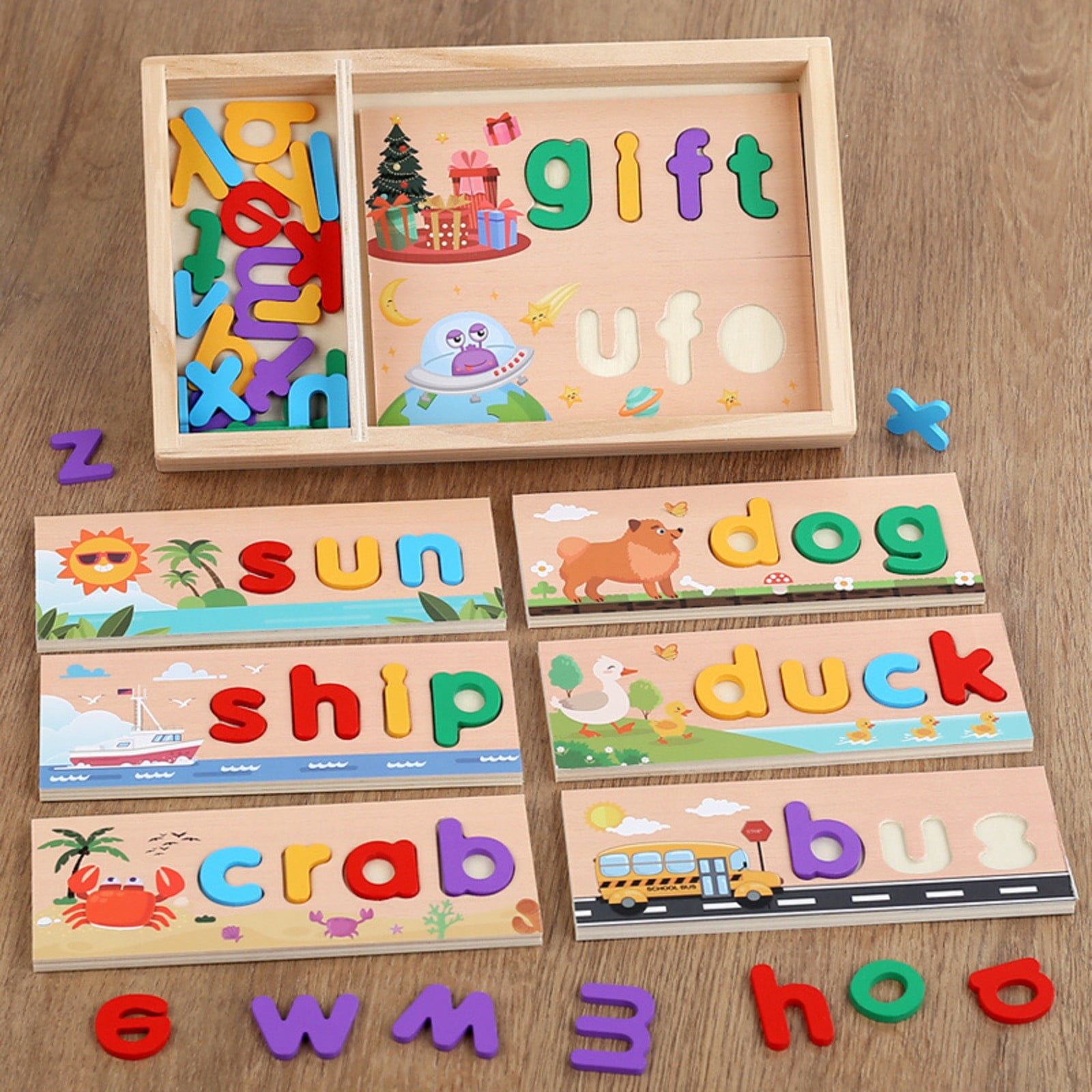 Wooden See & Spell Learning Toys for 2+Year Old Kids, Preschool ...