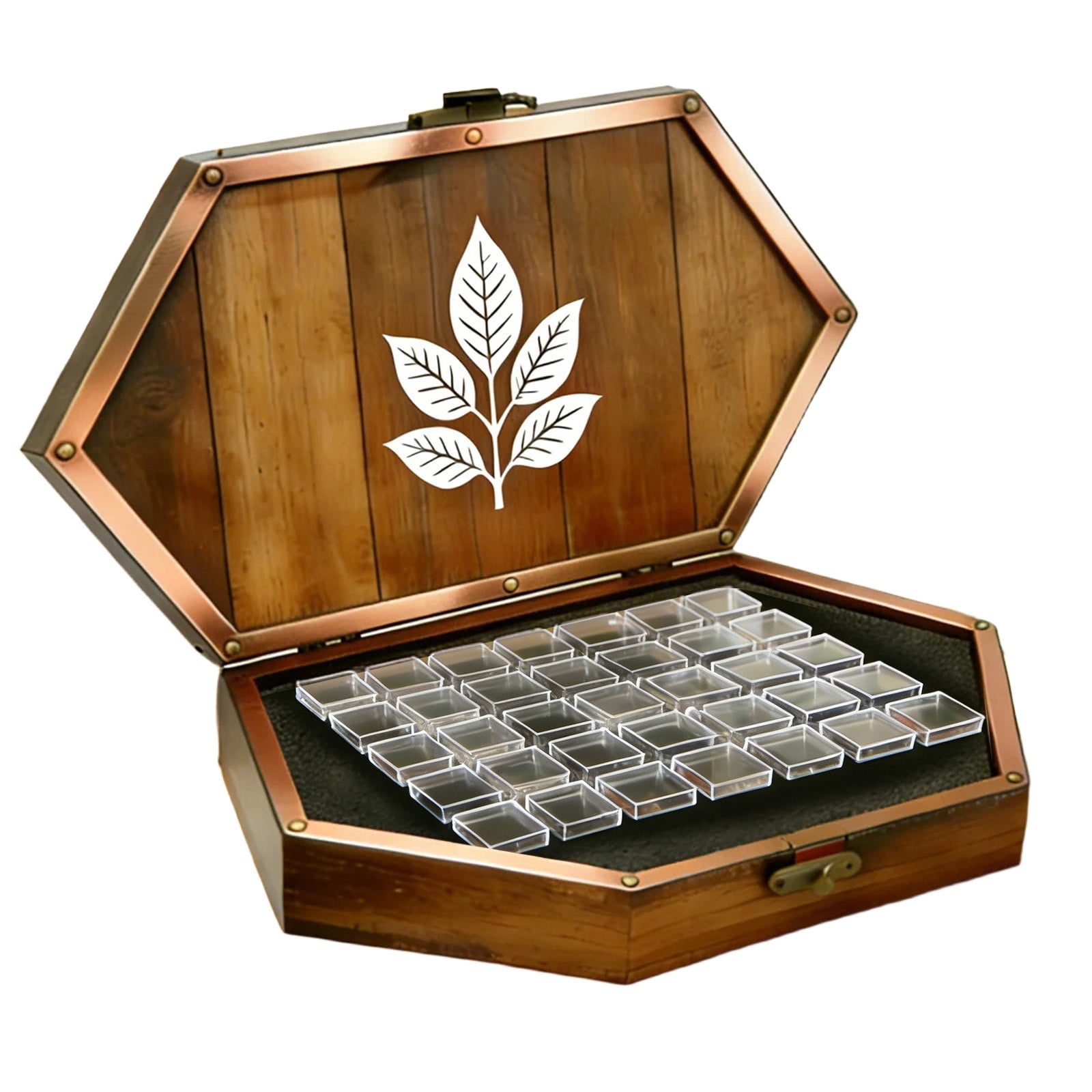 Wooden Seed Storage Box with Lid, 35-Slot Organizer for Garden Seeds ...
