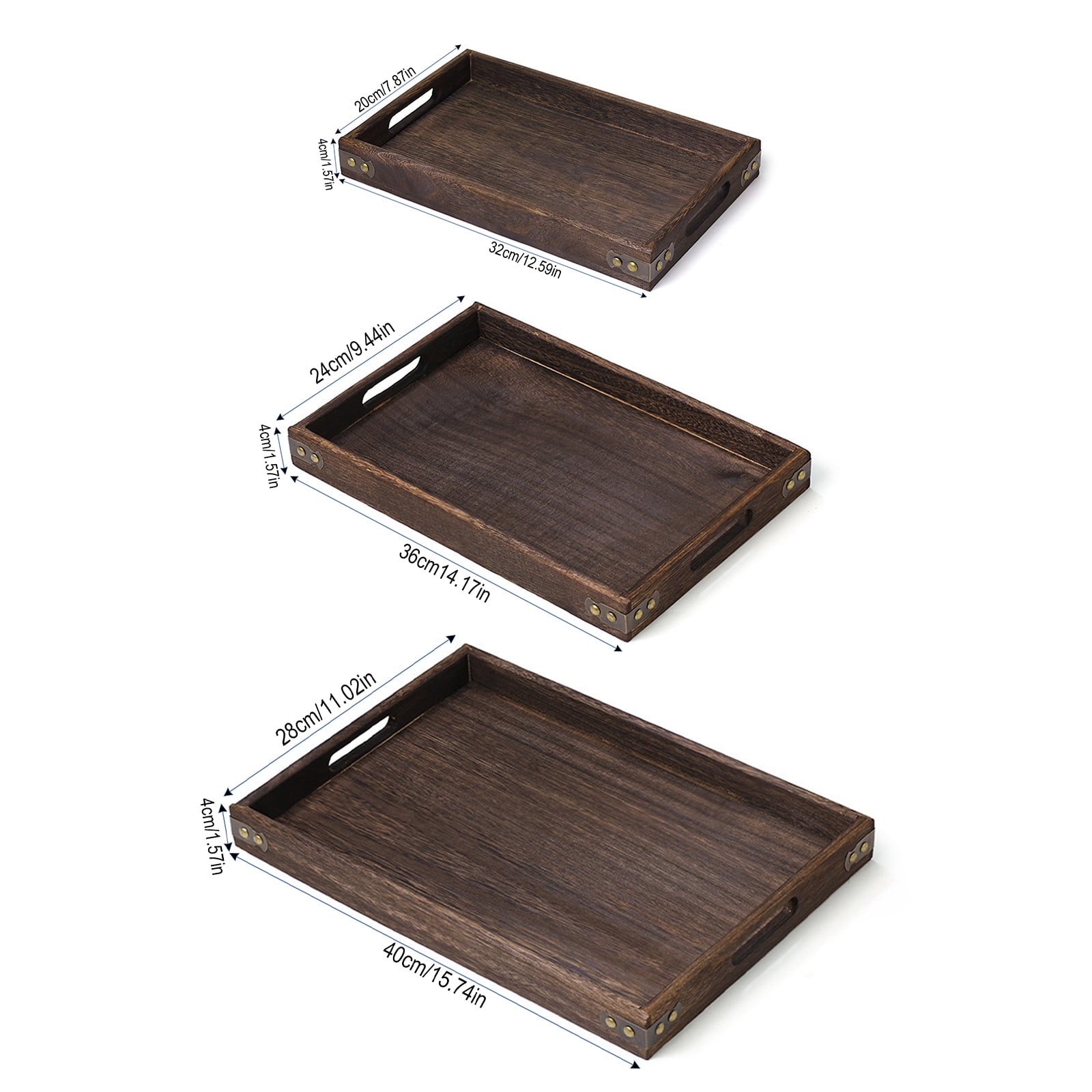 Wooden Service Tray with Handles Rectangle Wood Breakfast Bed Tray ...