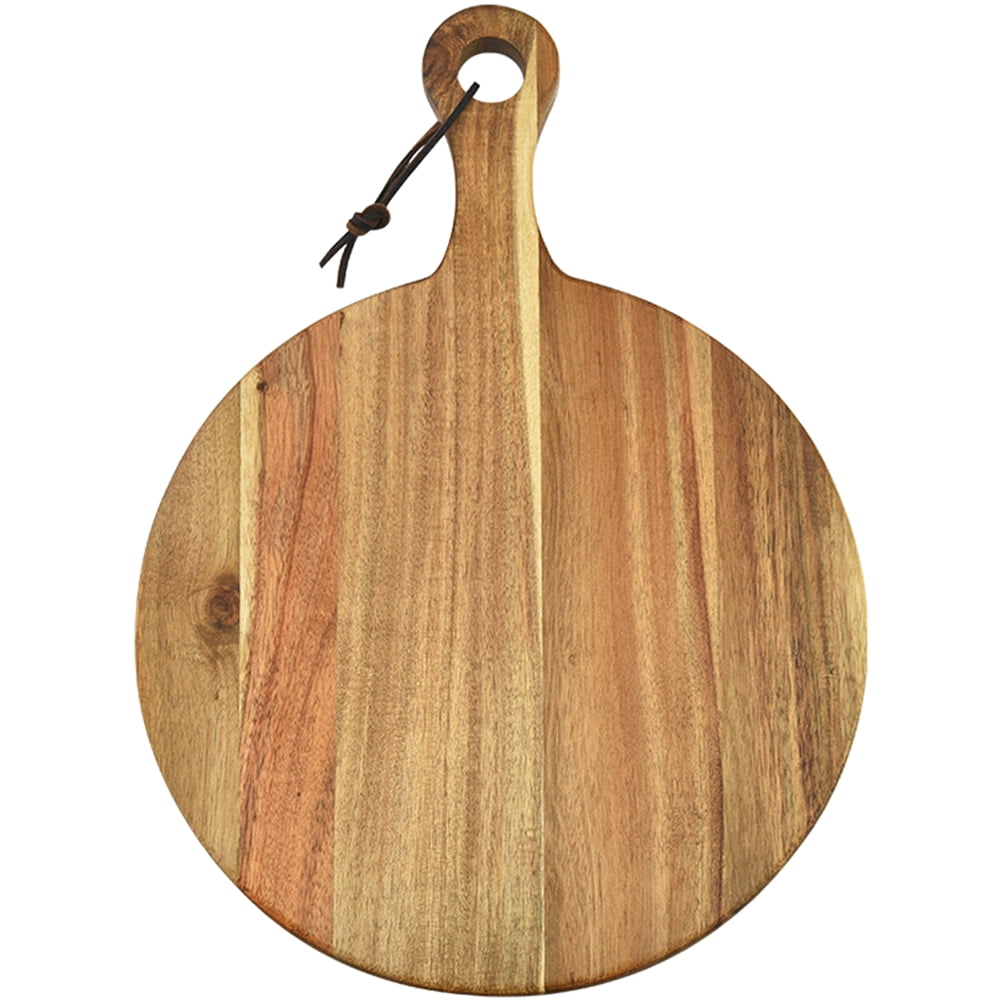 Wooden Serving Pizza Charcuterie Board Round Cutting Board With Handle ...