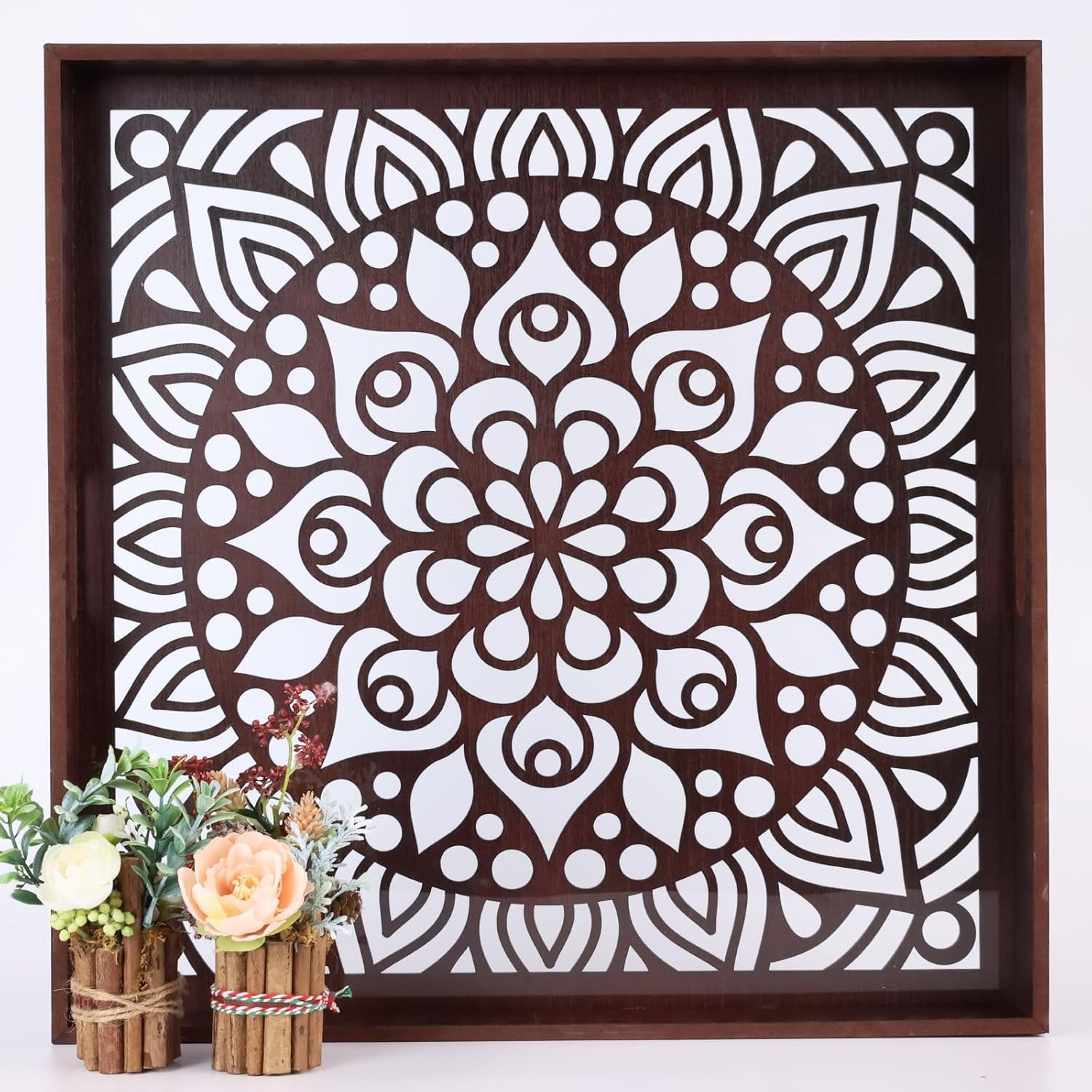 Wooden Serving Tray with Handles,Wood Couch Ottoman Tray for Living ...