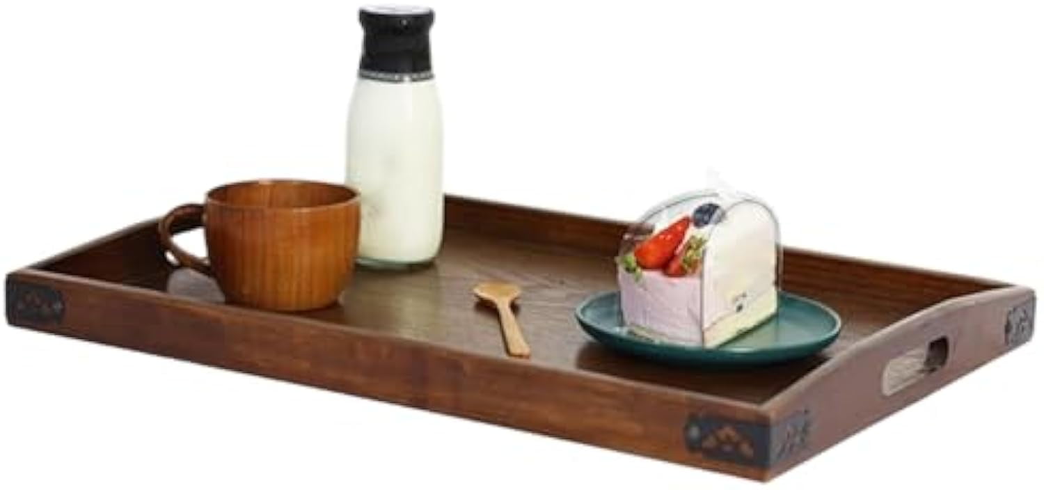 Wooden Serving Tray,Rectangular Platter Storage Organizer - Decorative ...