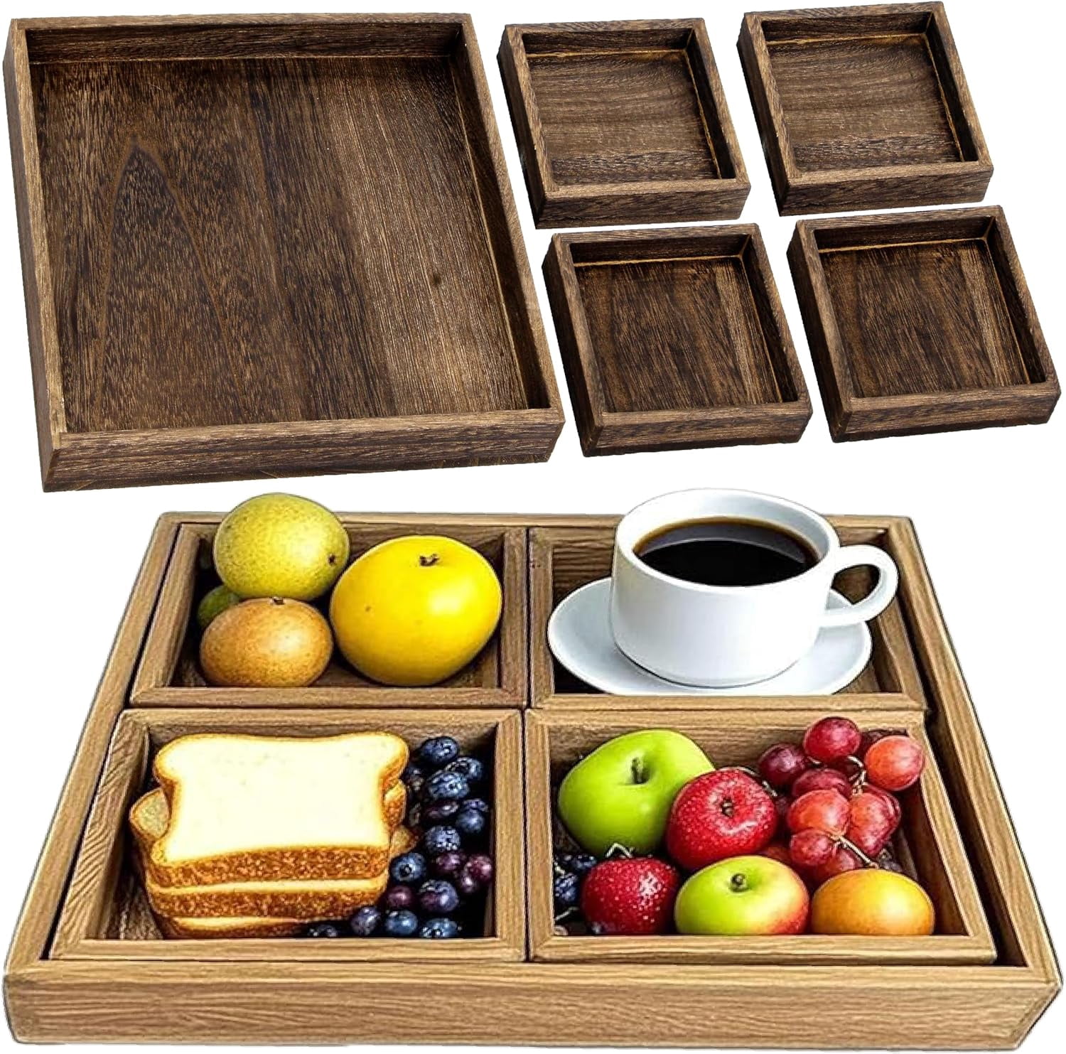 Wooden Serving Trays with Handle, Serving Platters, Charcuterie Board ...