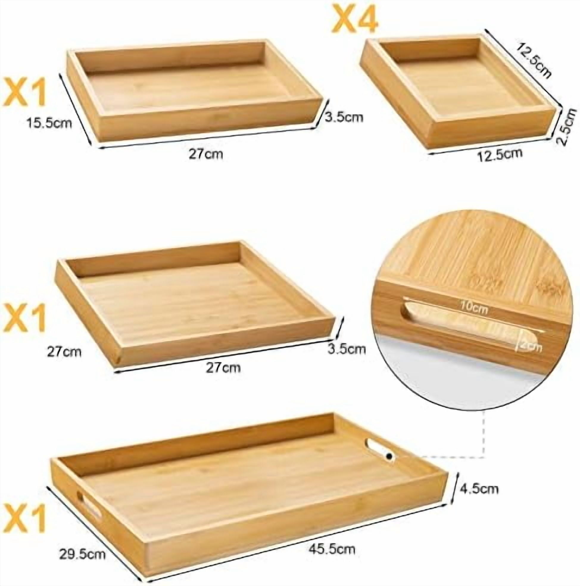 Wooden Serving Trays with Handle - Set of 7 - Large, Medium, Small and ...