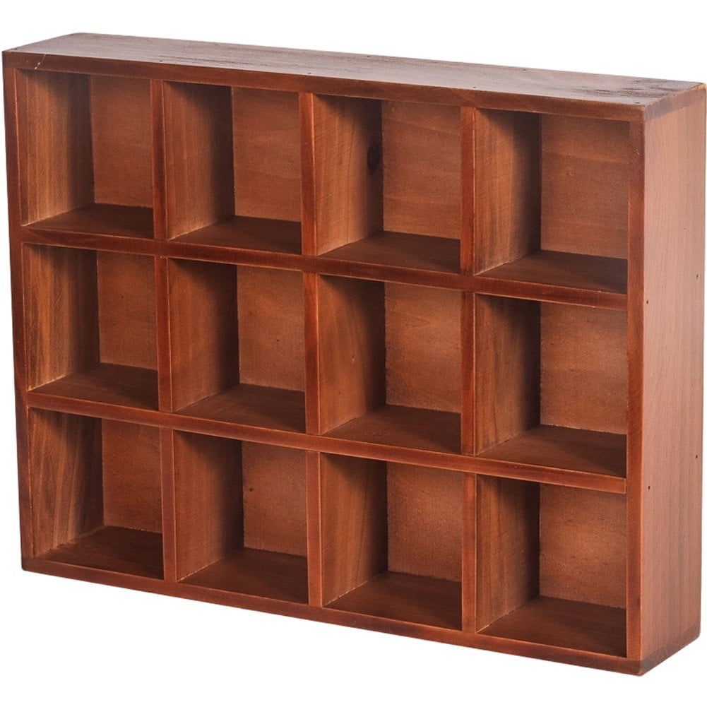 Wooden Shadow Box Sturdy Versatile 12 Compartment Display Wall Mounted ...