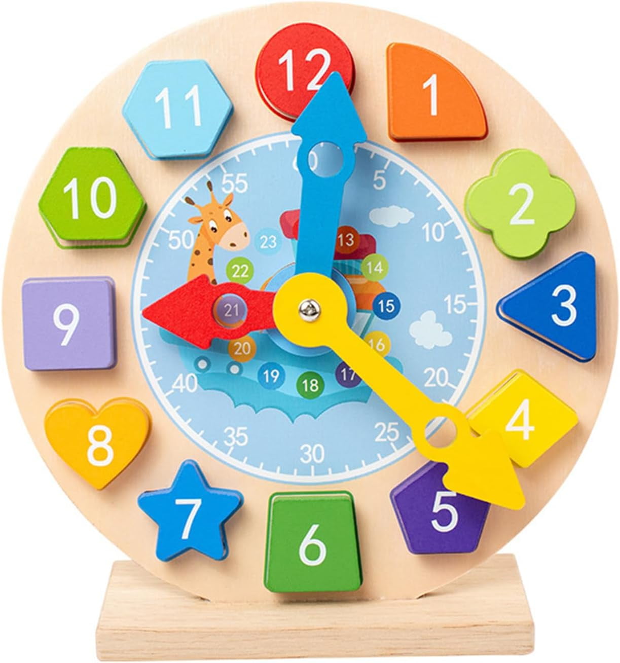 Wooden Shape Color Sorting Clock, Learning Time Activity Set ...