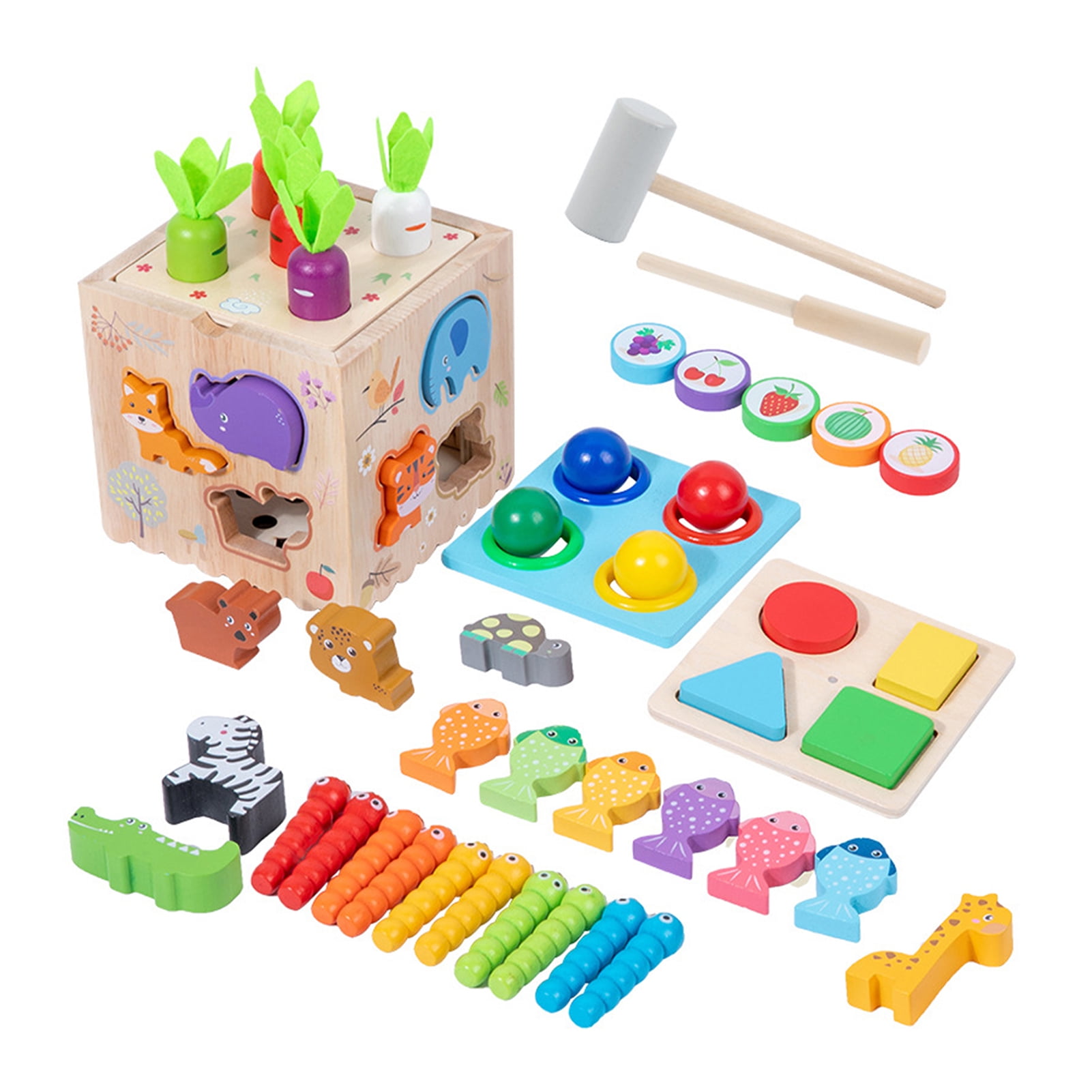 Wooden Shape Sorting Box Montessori Intelligence Box Shape Sorting Cube ...