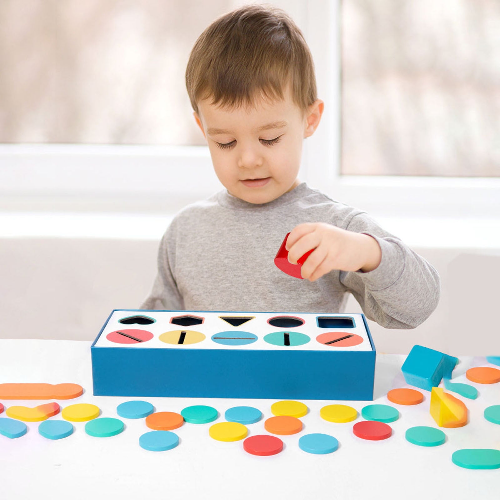 Wooden Shape Sorting Box for Toddlers - Educational Color & Shape ...