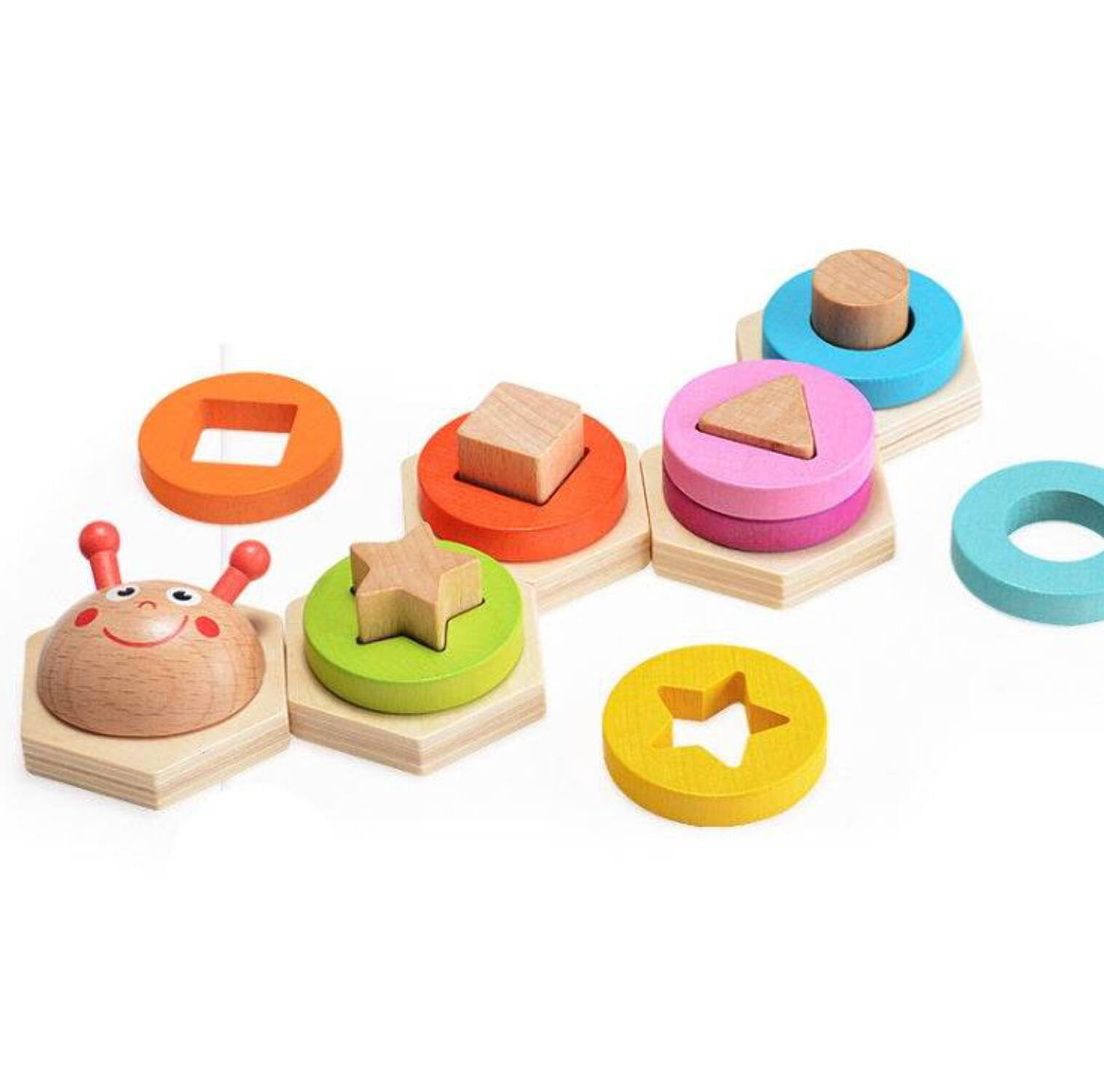 Wooden Shape Sorting Stacking Puzzle - Walmart.com