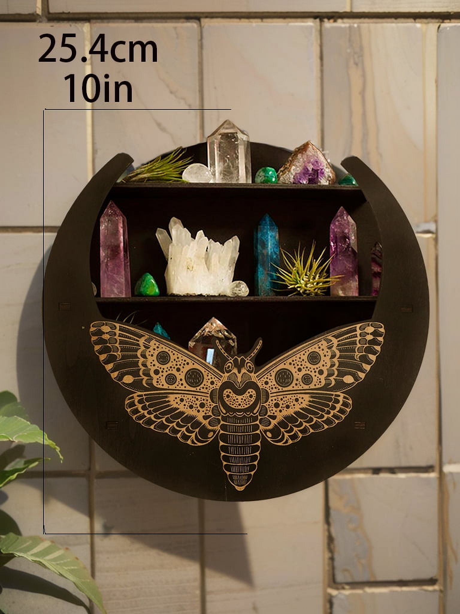 Wooden Shelf Moon Face Display Stand Floating Shelf Wall Decor Wall ...