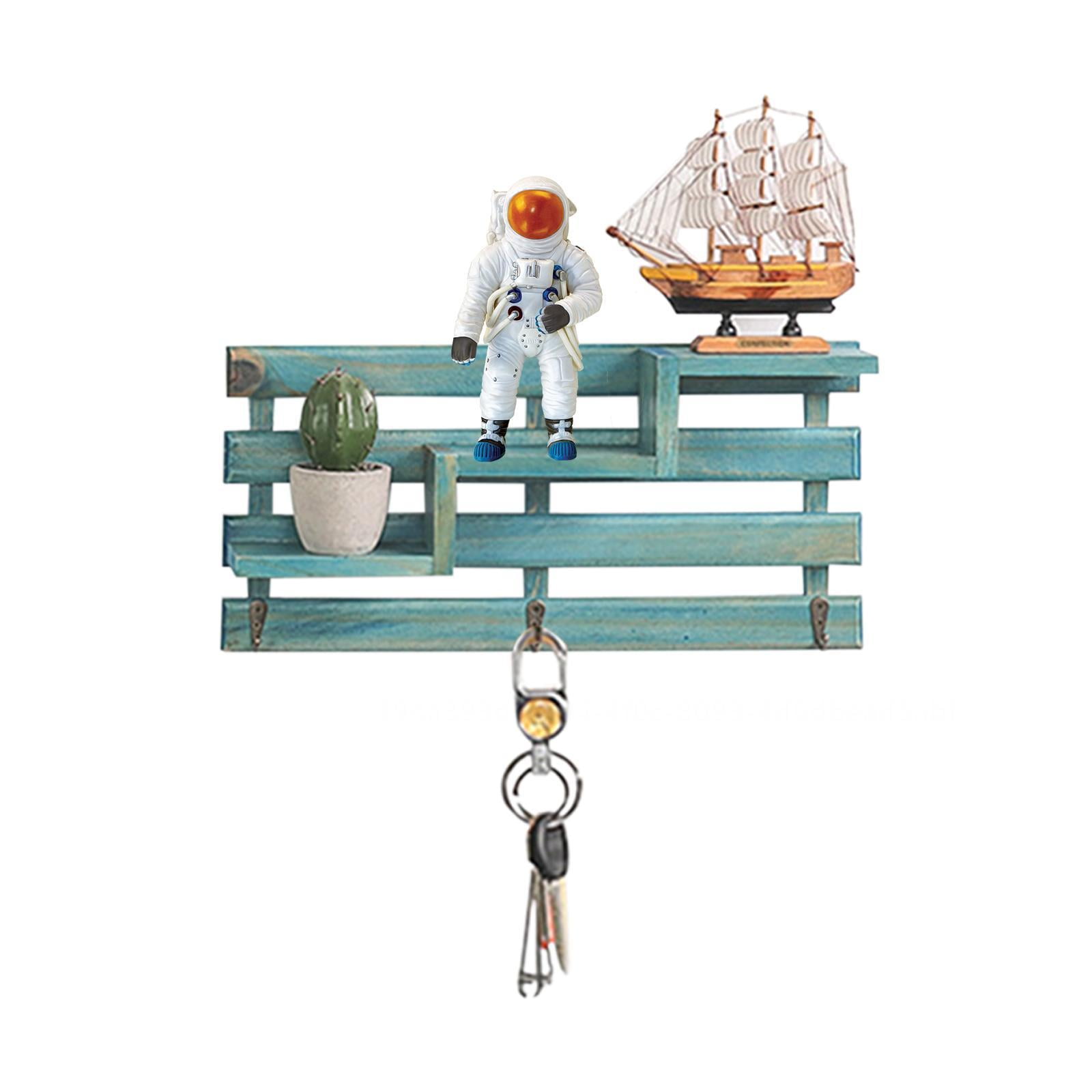 Wooden Shelves with Hook, Bedroom Living Room Wall Decoration Shelf ...