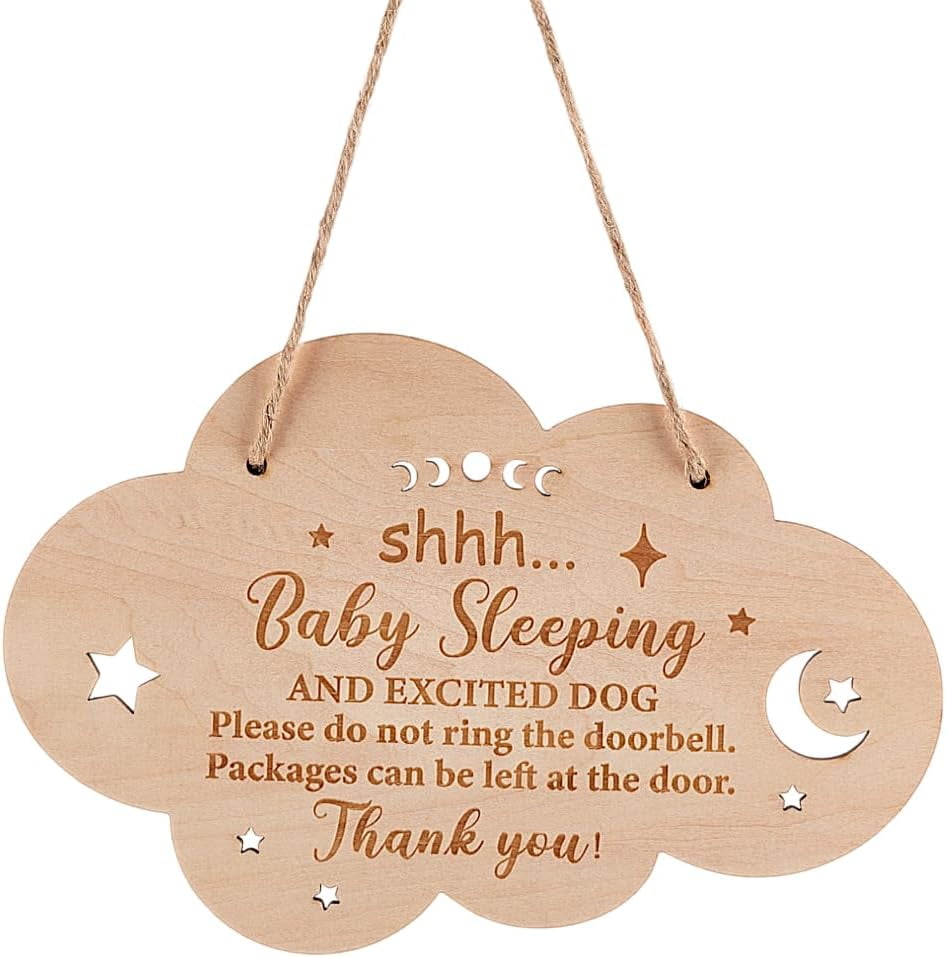 Wooden Shh Sleeping Sign for Front Door Do Not Ring Doorbell Sign Room ...