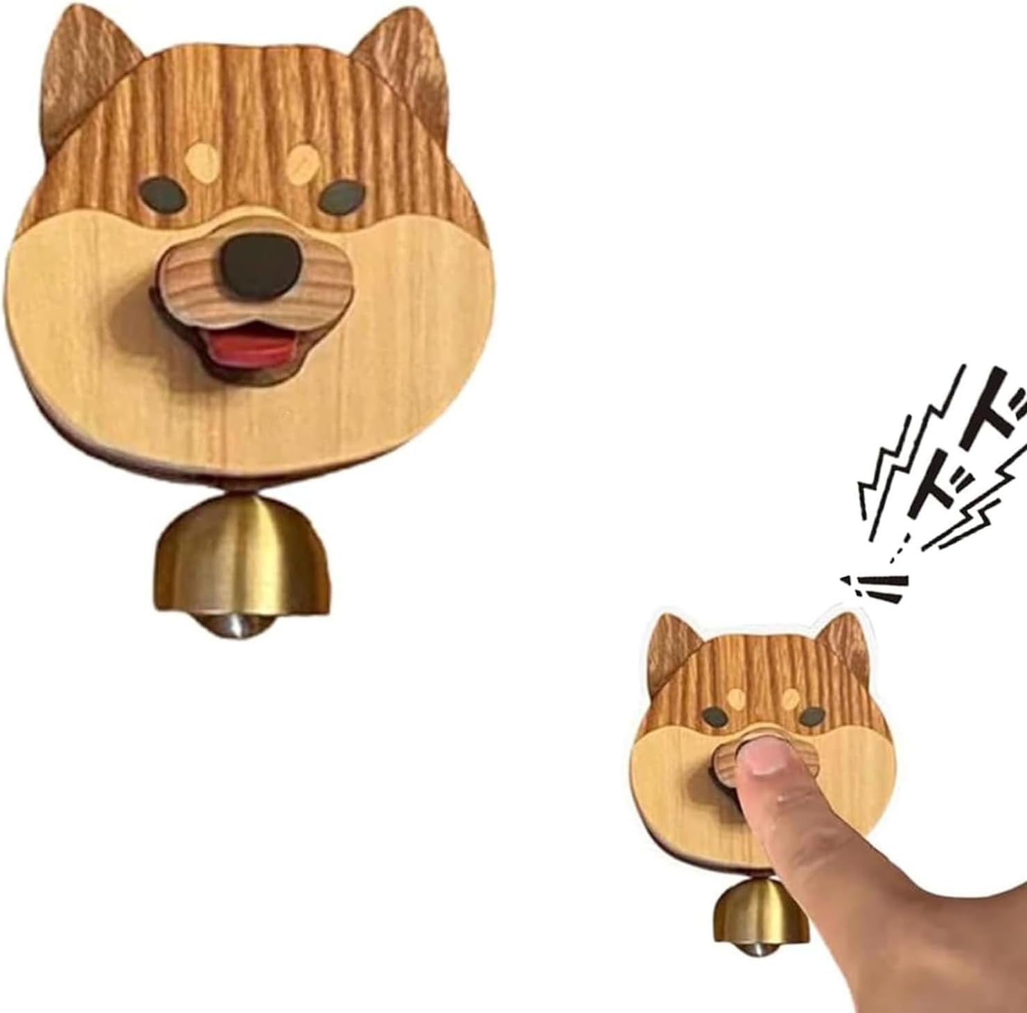 Wooden Shiba Inu Wind Chime Doorbell, Newly Upgraded Handcrafted Shiba ...