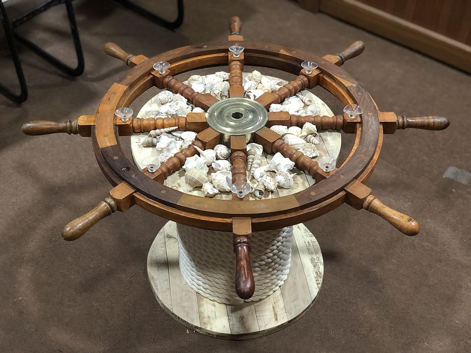 Wooden Ship Wheel Table - Nautical Decor- Ship Wheel- Decorative Coffee ...