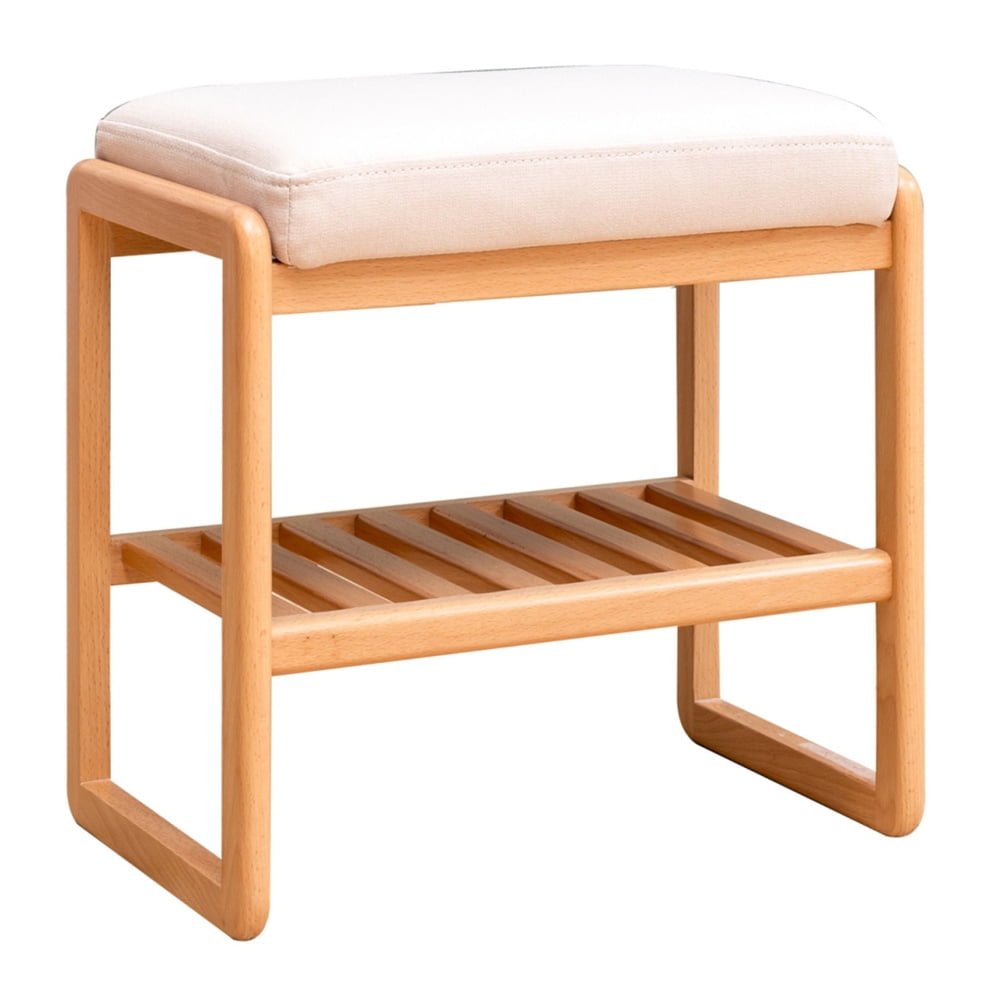 Triple Tree Wooden Shoe Rack with Upholstered Cushion Seat, Small ...