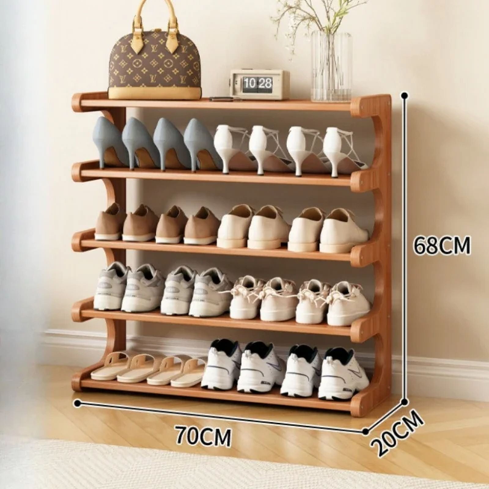 Wooden Shoe Storage Shelves Simple Shoes Storage Rack Stackable ...