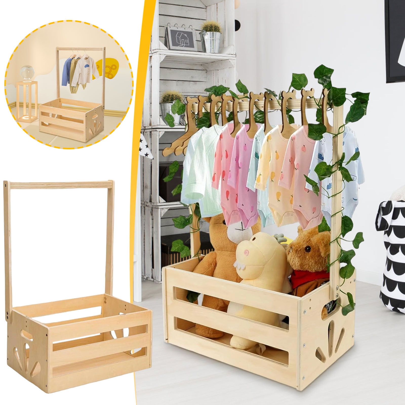 Wooden Shower Crate Closet,Mini Storage Crate Hamper with Handle,Basket ...