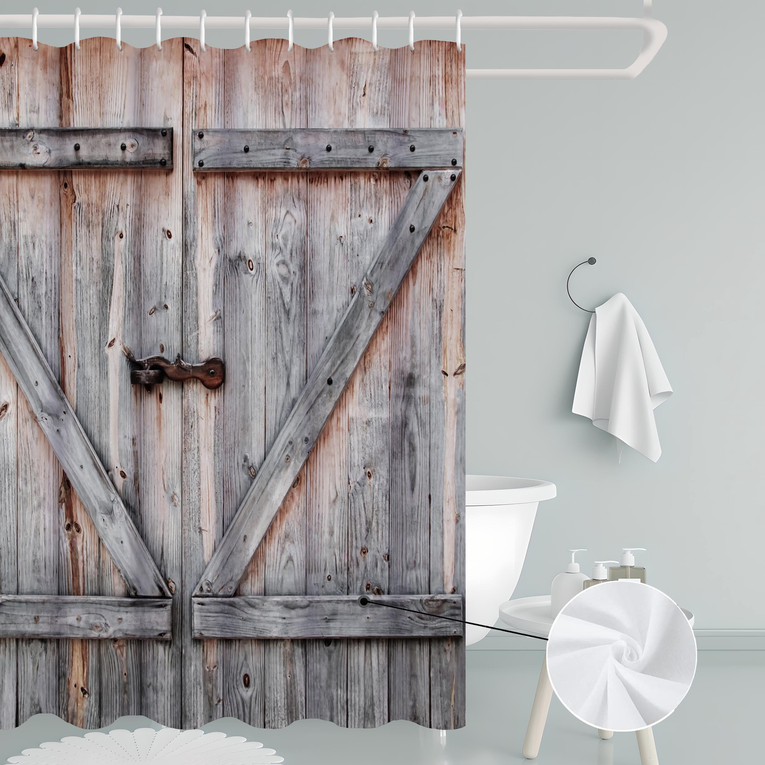 Wooden Shower Curtain Vintage Rustic Farmhouse Shower Curtains for ...