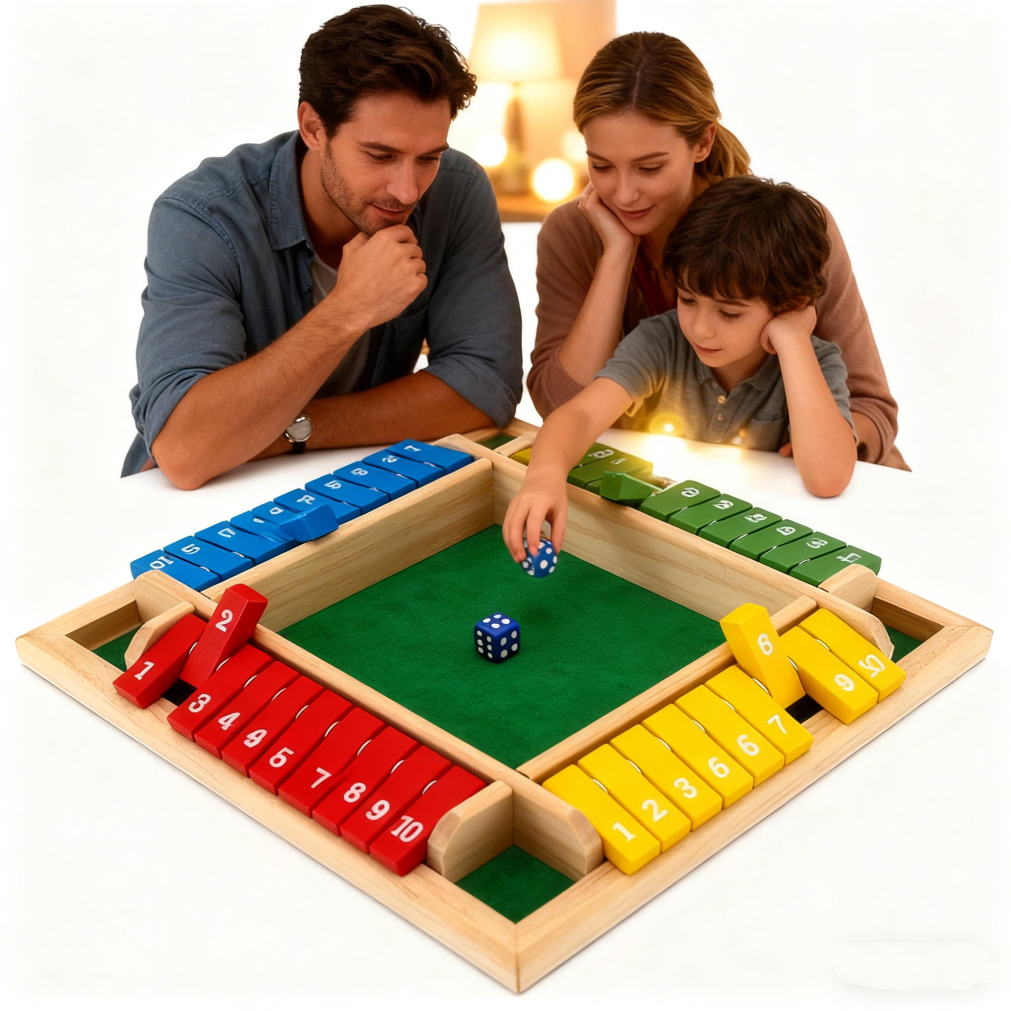 Wooden Shut The Box Dice Game for 4 Players - Family Pub Math Strategy ...
