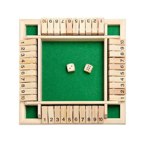 Wooden Shut The Box Dice Game for 4 Players - Family Pub Math Strategy ...