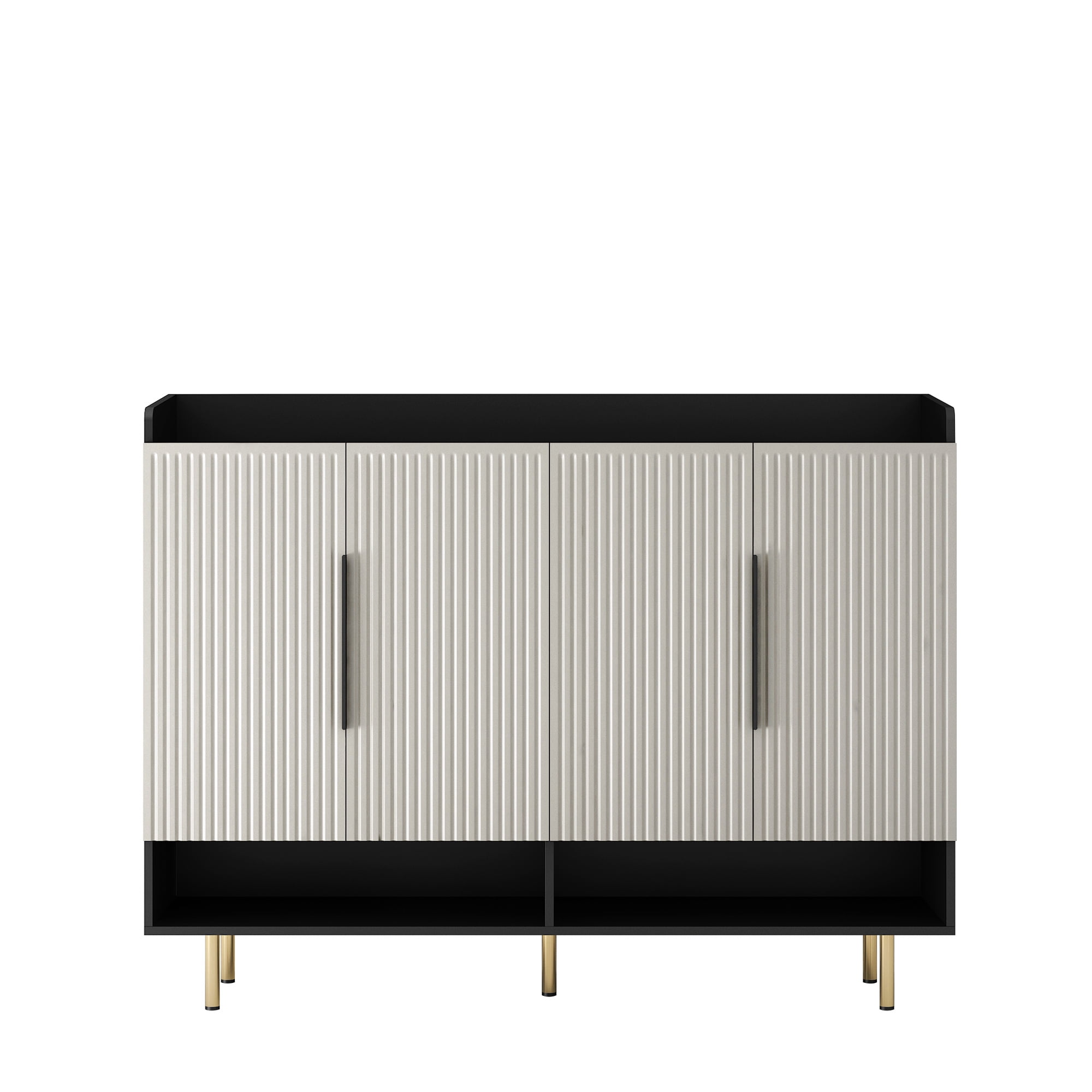 Wooden Sideboard Cabinet, Modern Entryway Shoe Cabinet With 4 Doors ...