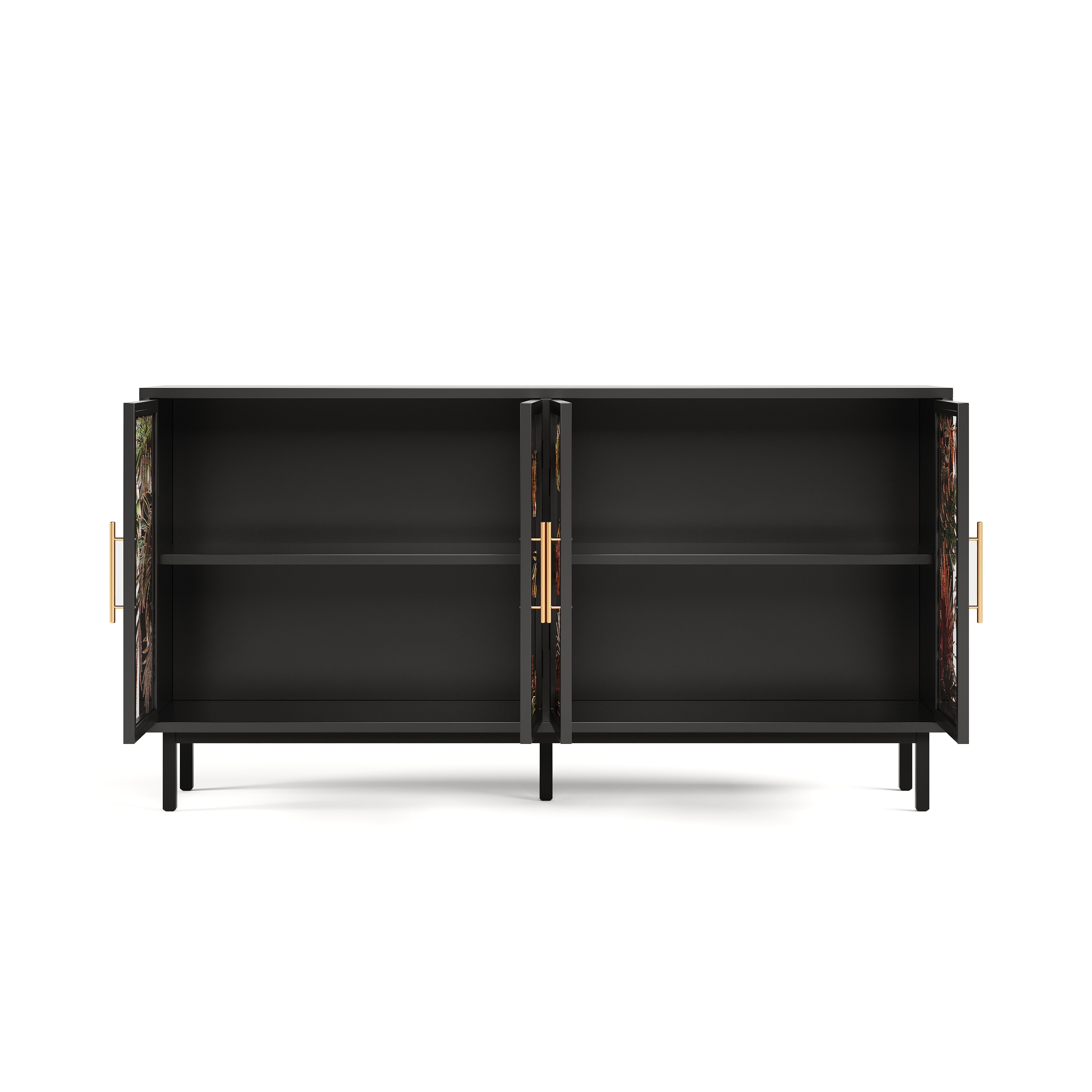 Wooden Sideboards 60.3" with 4 doors for Buffet Cabinets, Glazed ...