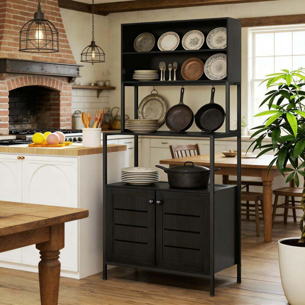 Wooden Sideboards Convenient Coffee Station,Rack with Power Outlet and ...