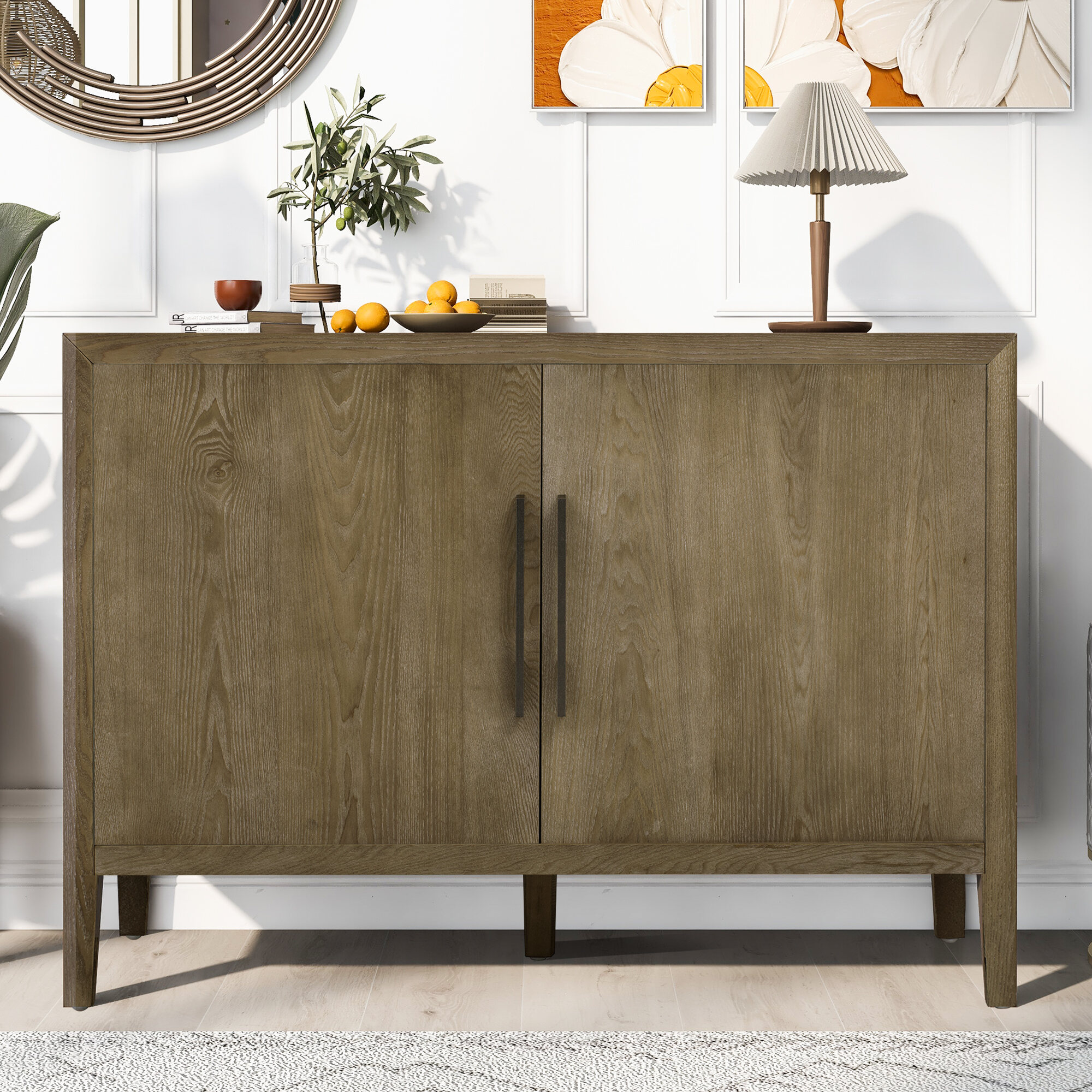 Wooden Sideboards U_STYLE 47.2-Inch Farmhouse Sideboard with Ash Veneer ...