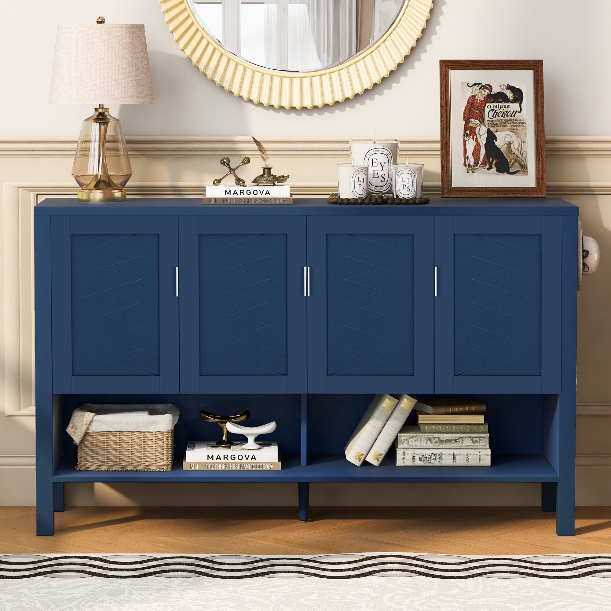 Wooden Sideboards U_STYLE 55.1''Storage Sideboard with 4-Doors,Multi ...