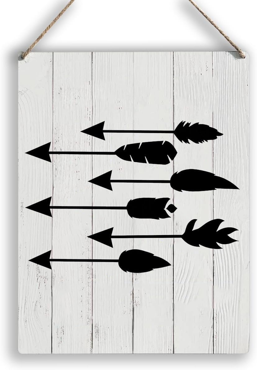 Wooden Sign 8x10 Inch Arrows Feathers Funny Decor Vintage Wooden Signs ...