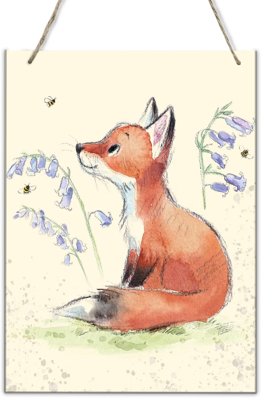 Wooden Sign 8x10 Inch Fox Cute Fox And Bluebell Wooden Sign Bathroom ...