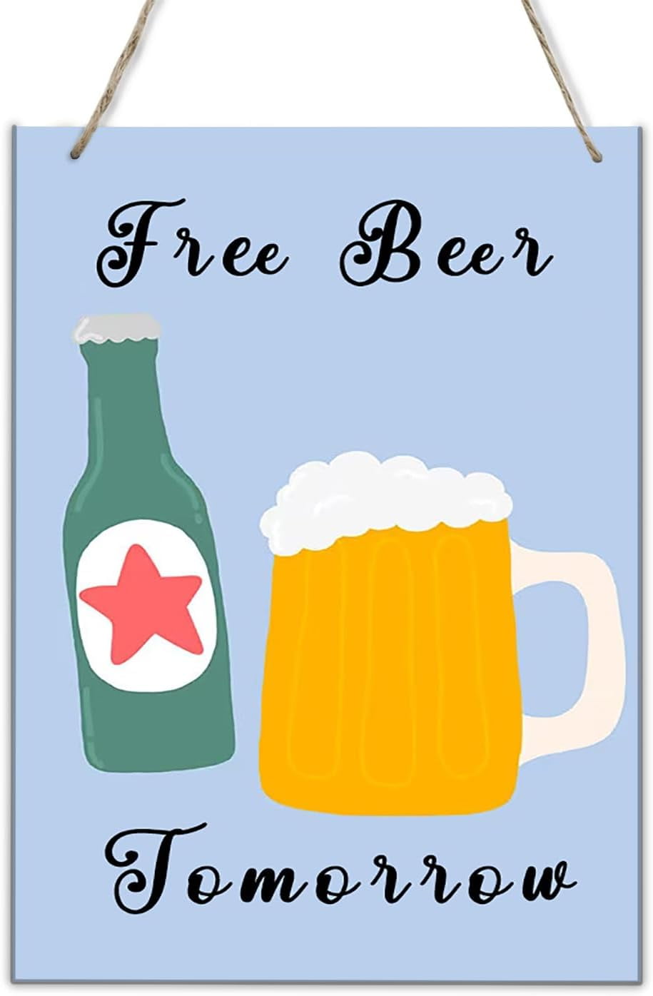 Wooden Sign 8x10 Inch Free Beer Tomorrow Poster Printable Bathroom Art ...
