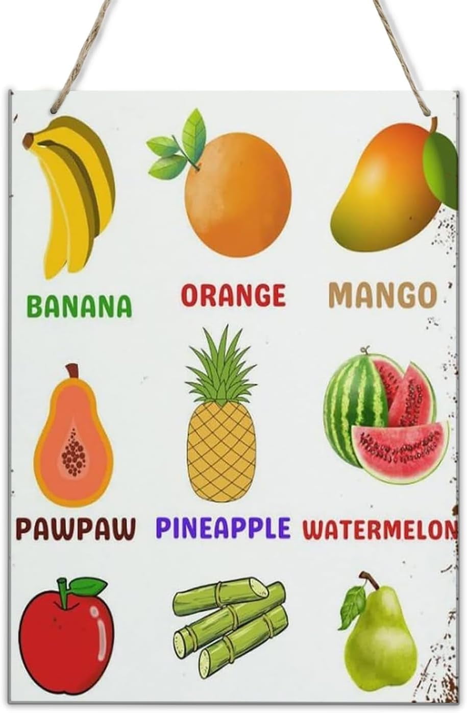 Wooden Sign 8x10 Inch Fruits Chart Poster School Nursery Educational ...