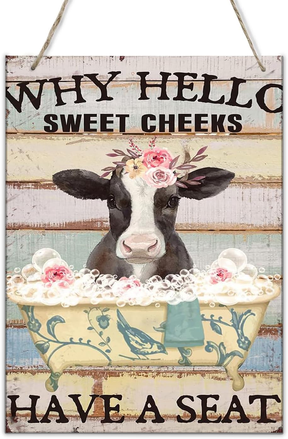 Wooden Sign 8x10 Inch Funny Cow Bathroom Quote Wood Sign Wall Decor ...