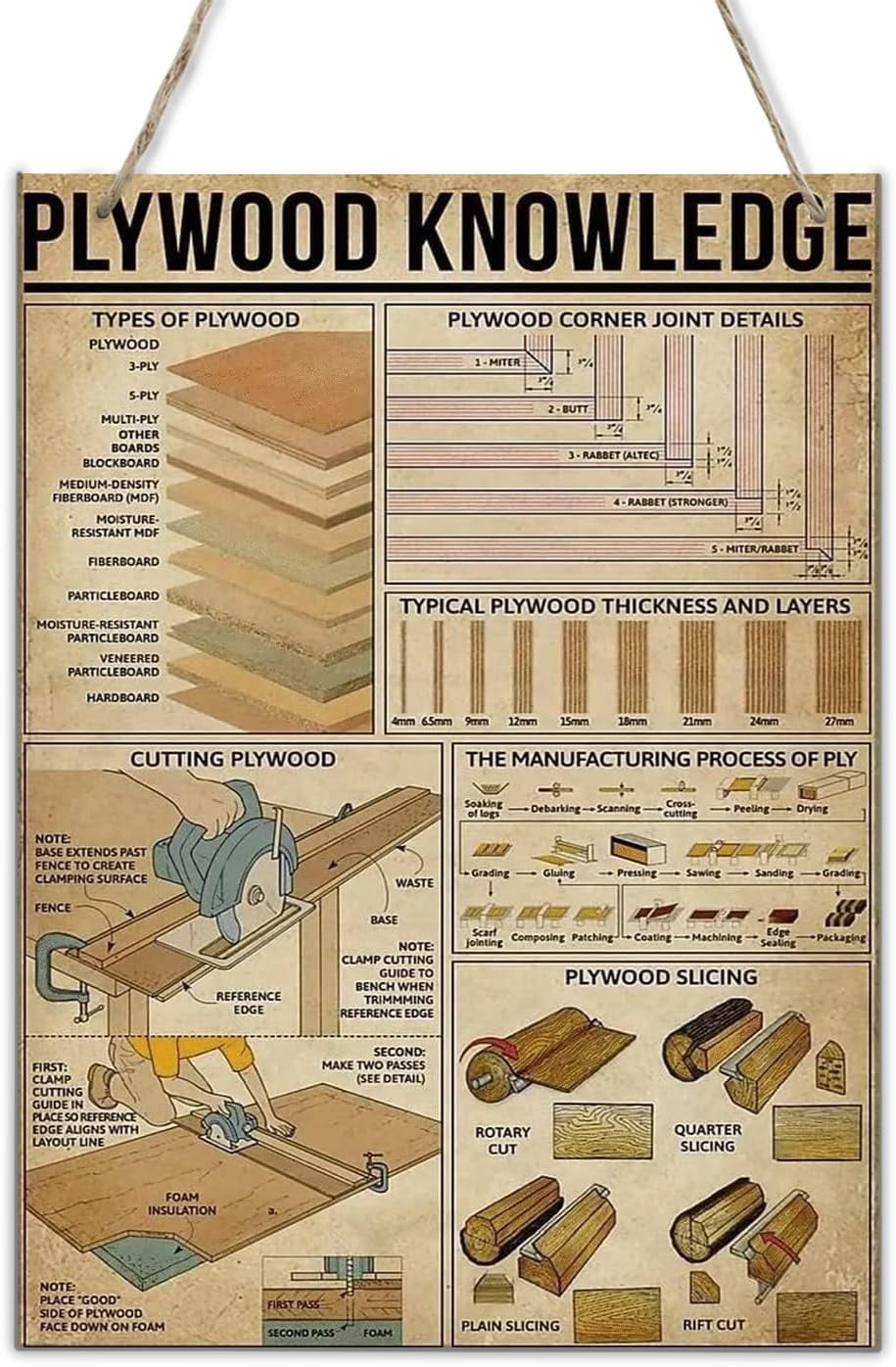 Wooden Sign 8x10 Inch Plywood Knowledge Wooden Signs Plywood ...