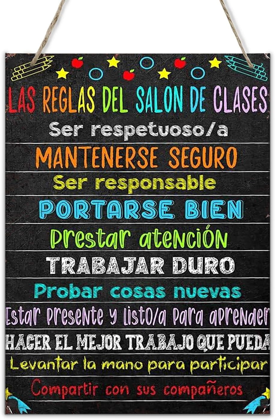 Wooden Sign 8x10 Inch Spanish Poster For Classrooms Decor Motivational ...