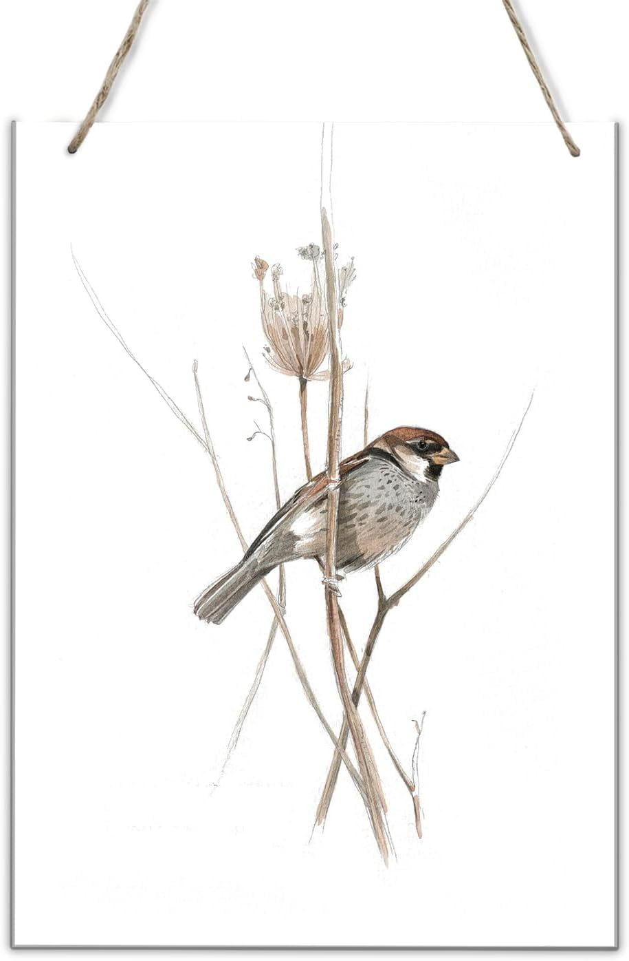 Wooden Sign 8x10 Inch Sparrow Bird On A Branch Rustic Retro Wooden Sign ...