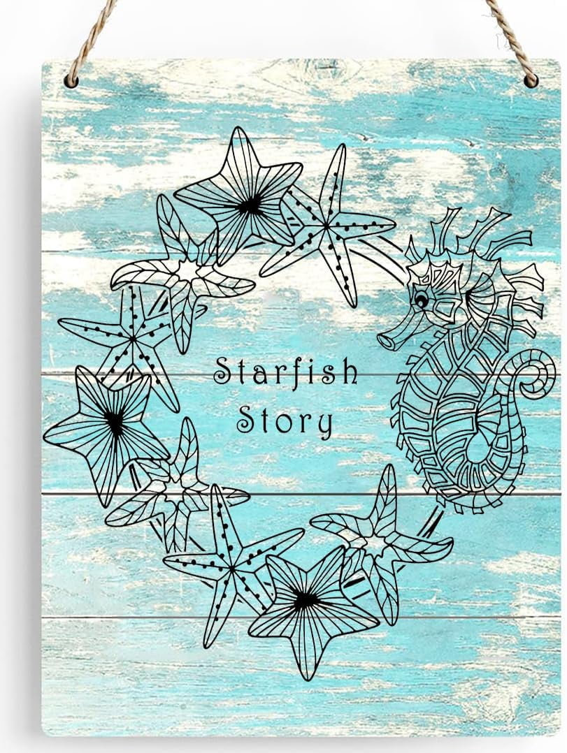 Wooden Sign 8x10 Inch Starfish Story Summer Beach Retro Wooden Wood ...