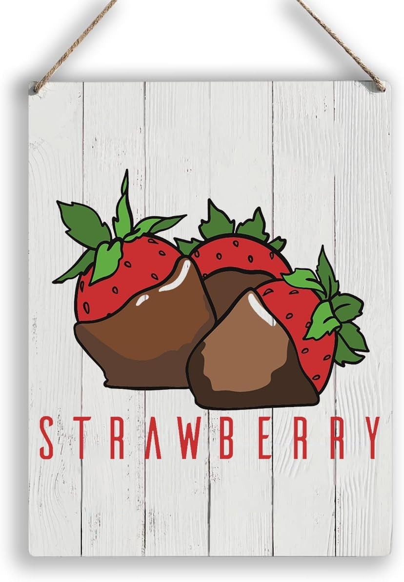 Wooden Sign 8x10 Inch Strawberry Chocolate Wooden Wood Sign Bathroom ...