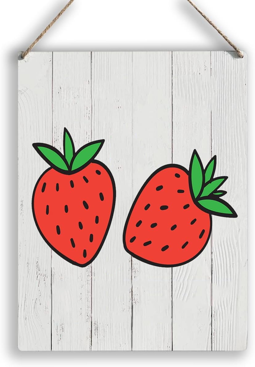 Wooden Sign 8x10 Inch Strawberry Funny Bathroom Wooden Signs For Home ...