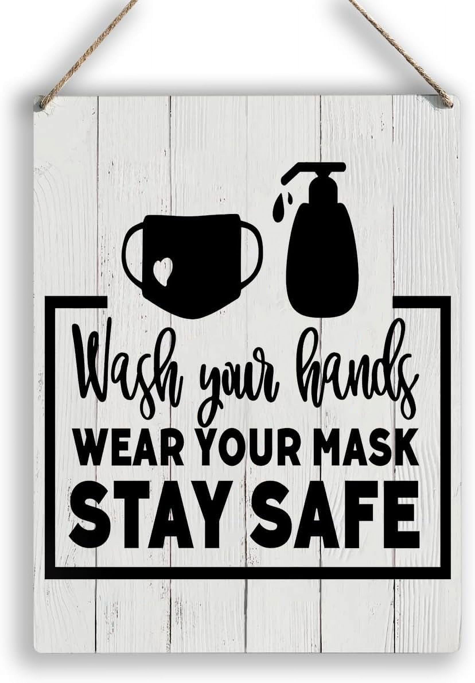 Wooden Sign 8x10 Inch Wash Your Hands Wear Your Mask Stay Safe Wooden ...