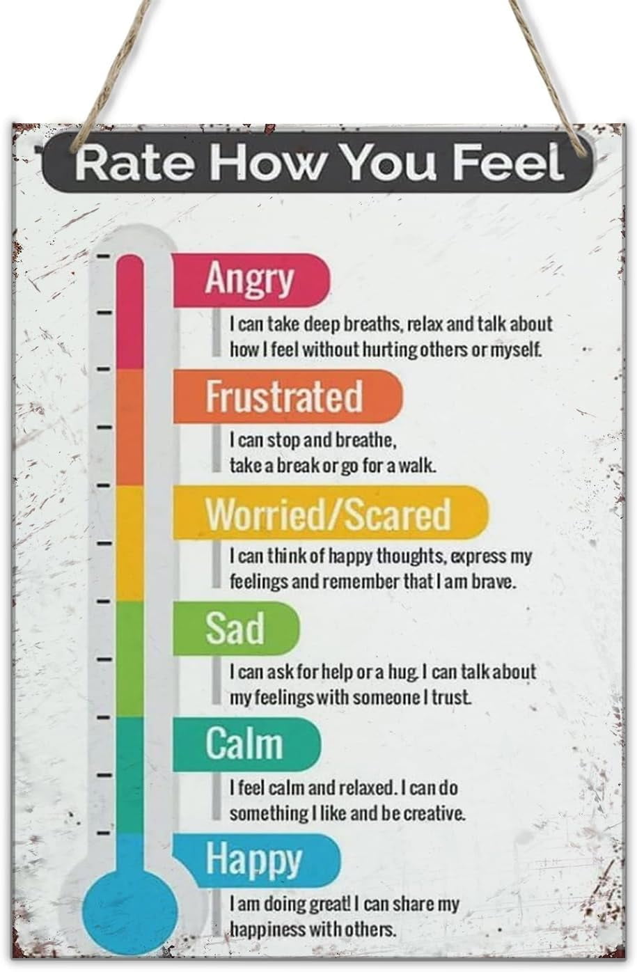Wooden Sign 8x10 Inch Wood Sign Rate How You Feel Poster Kids ...