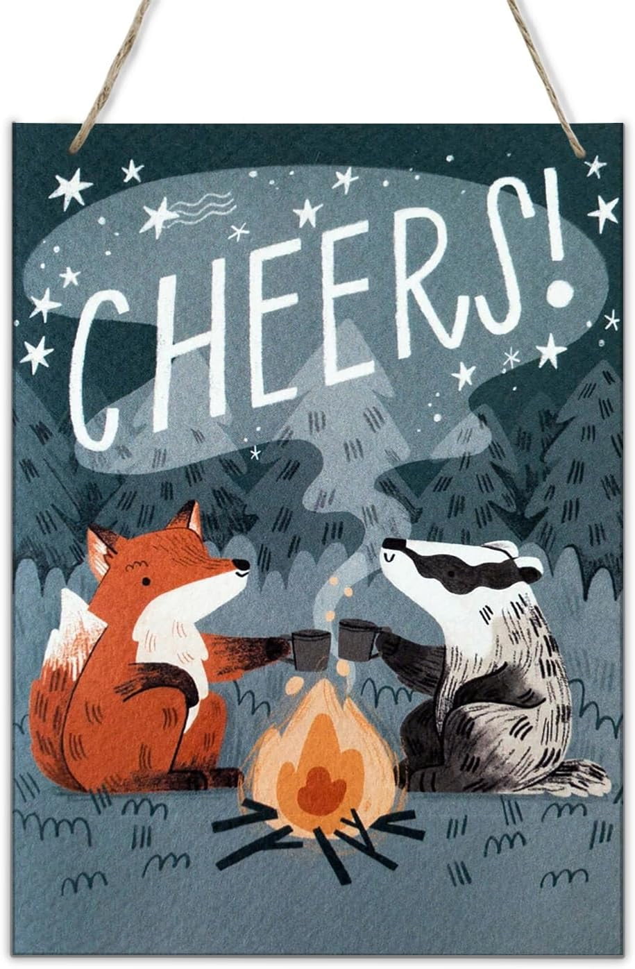 Wooden Sign 8x12 Inch Animals Camping Fox And Badger Cheers Vintage ...