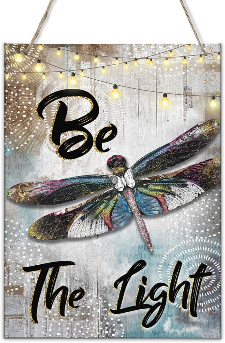 Wooden Sign 8x12 Inch Be The Light Dragonfly Retro Wooden Sign Wood ...