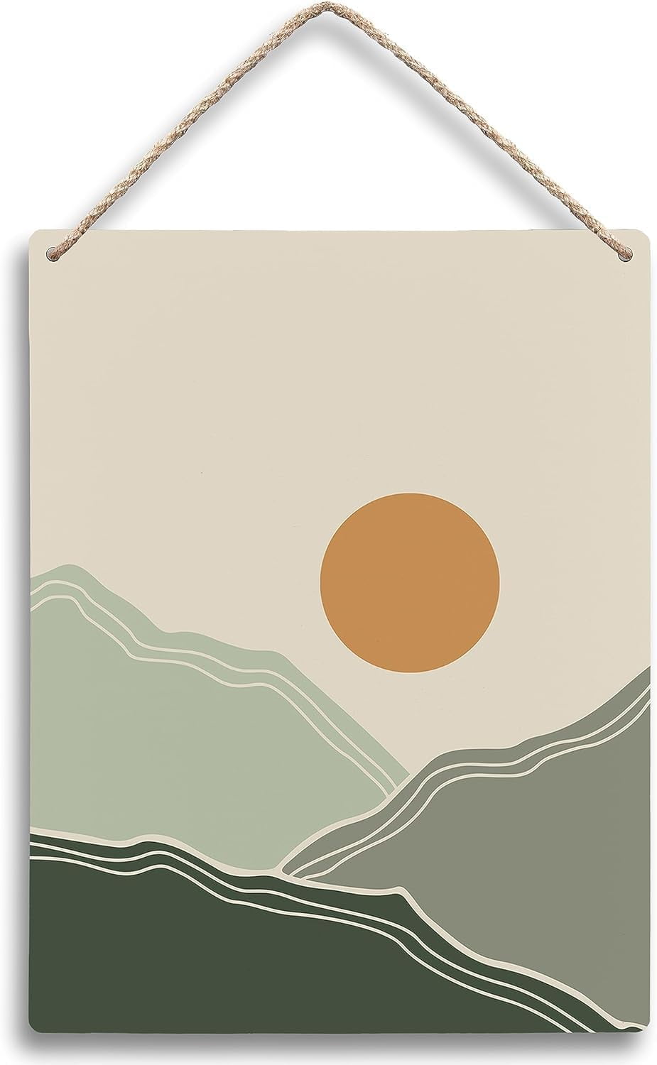 Wooden Sign 8x12 Inch Boho Green Sun Nature Landscape Mountain Wooden ...