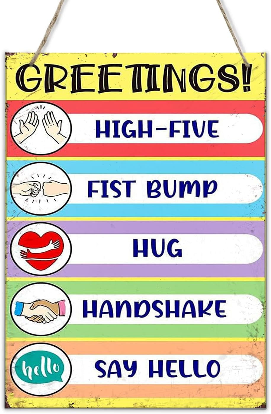 Wooden Sign 8x12 Inch Class Greetings Poster Classroom Decorations ...