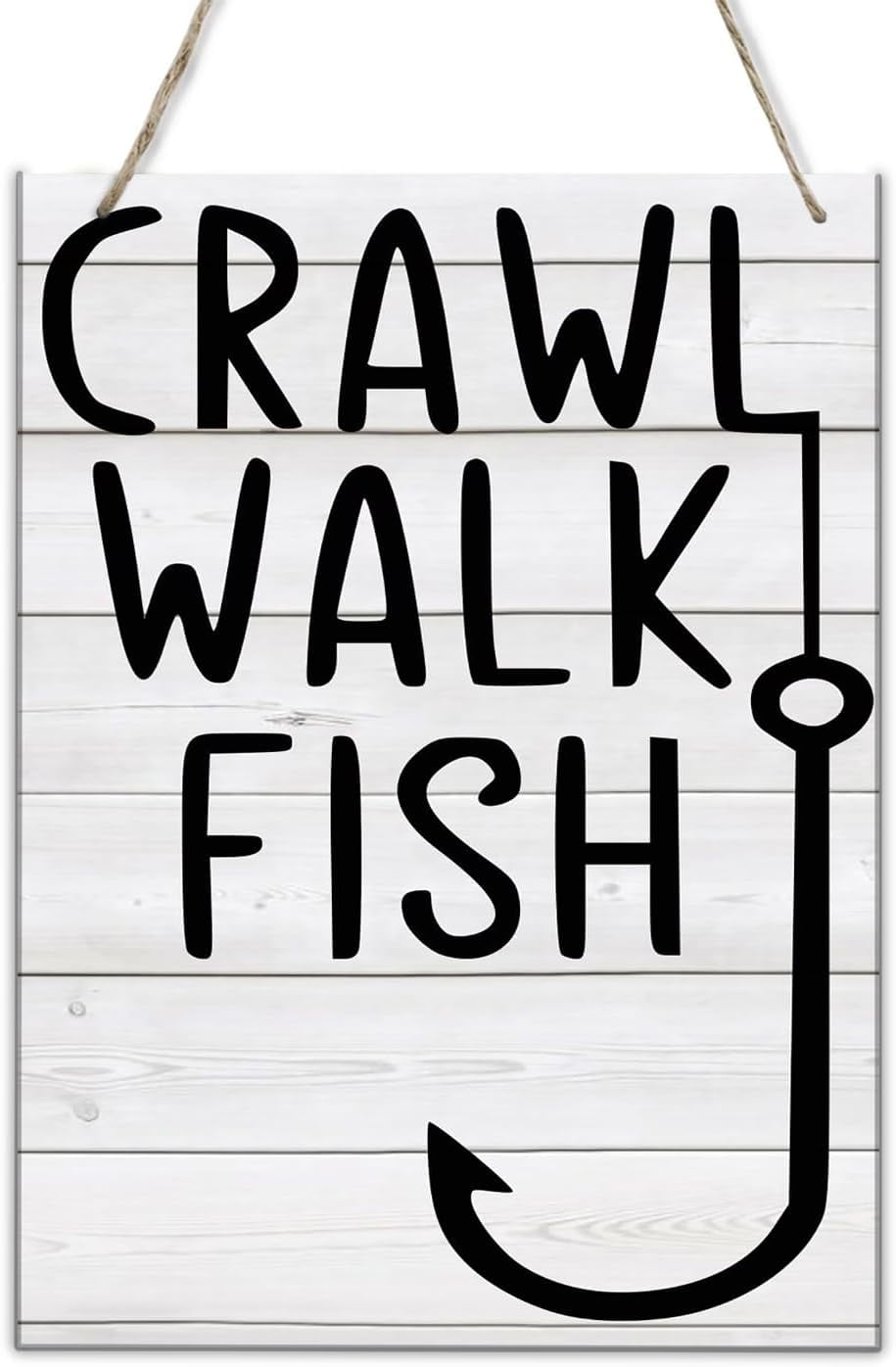Wooden Sign 8x12 Inch Crawl Walk Fish Wall Decor Signs Funny Wooden ...