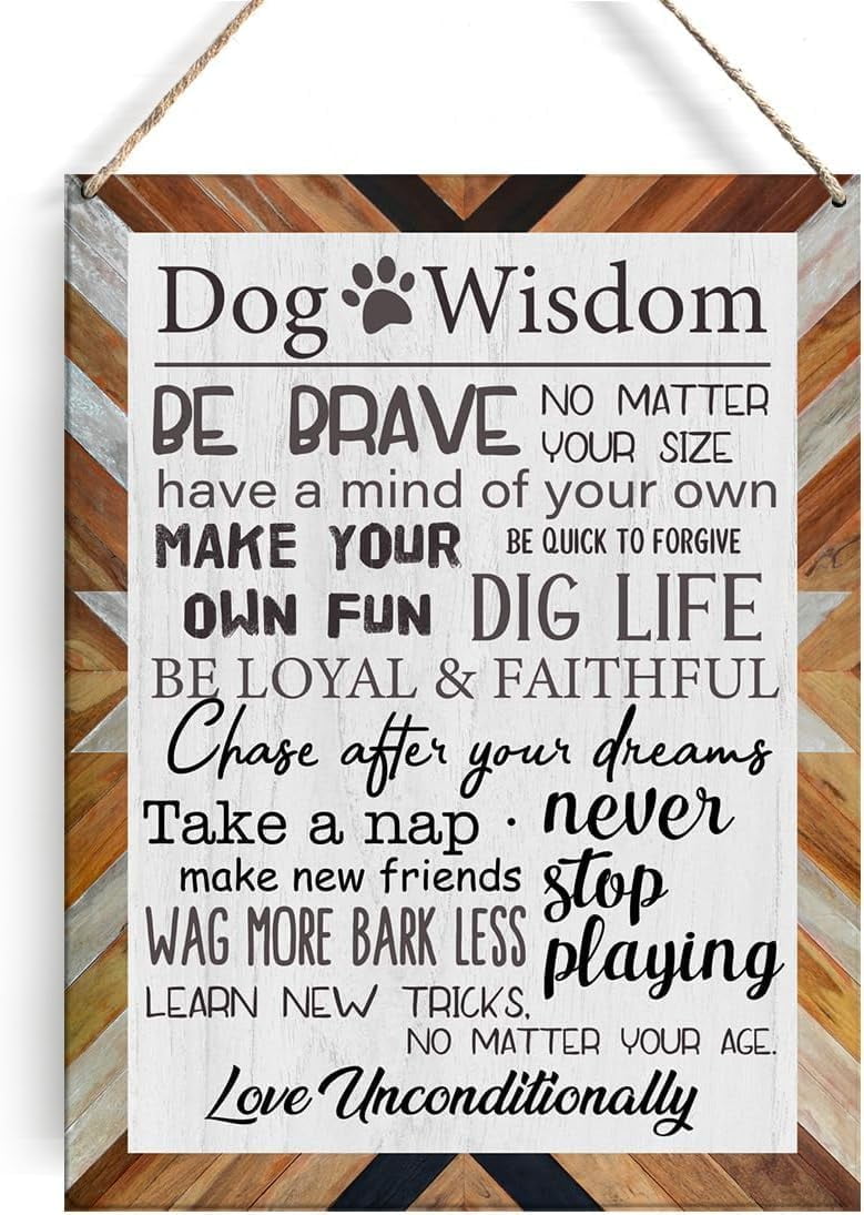 Wooden Sign 8x12 Inch Dog Lovers Signs Wall Decor Rustic Dog Wisdom Be ...
